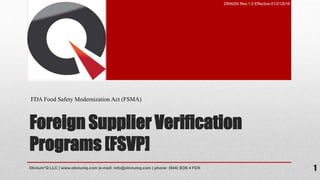Foreign Supplier Verification Programs [FSVP] | PPSX
