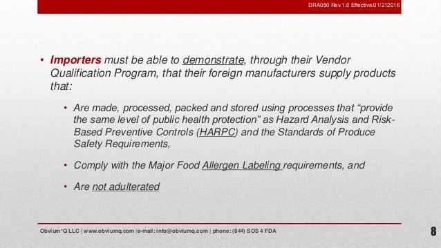 Foreign Supplier Verification Programs [FSVP]