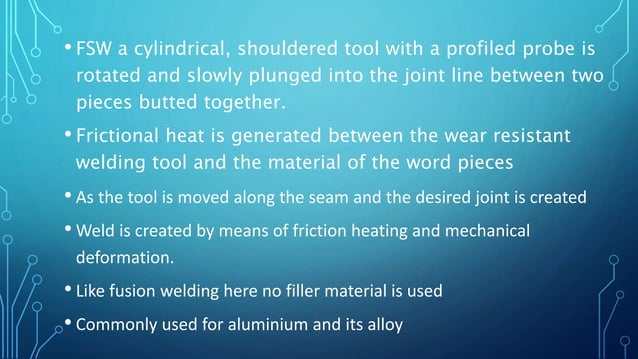 Fsw friction stir welding | PPTX | Physics | Science