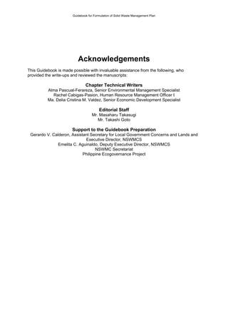 Guidebook for Formulation of Solid Waste Management Plan | PDF