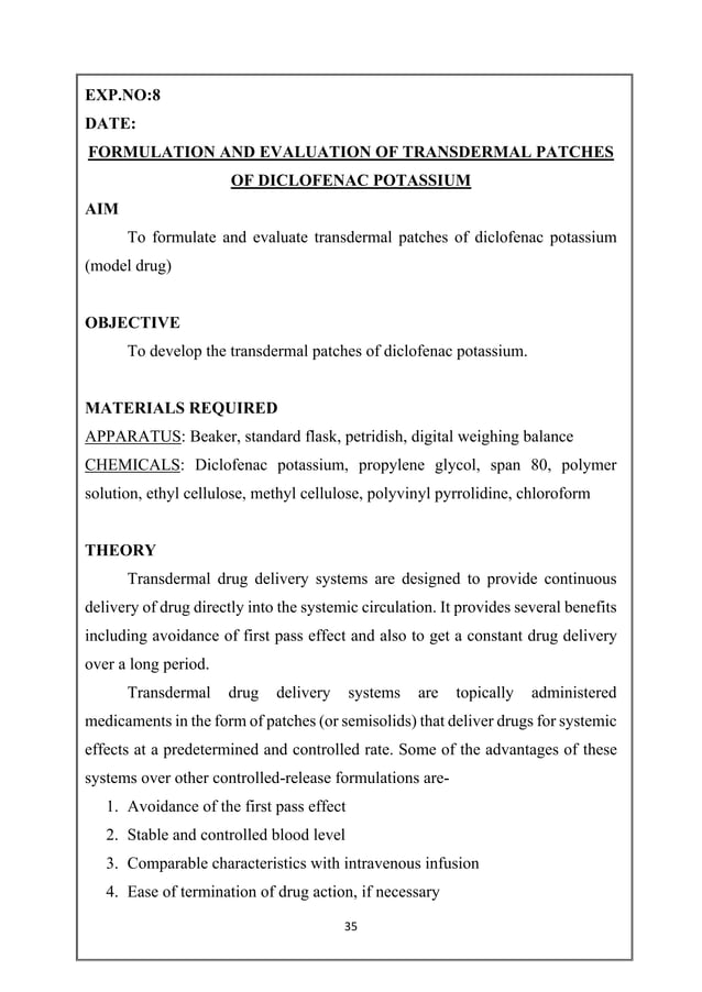 FORMULATION TECHNOLOGY PRACTICAL MANUAL | PDF