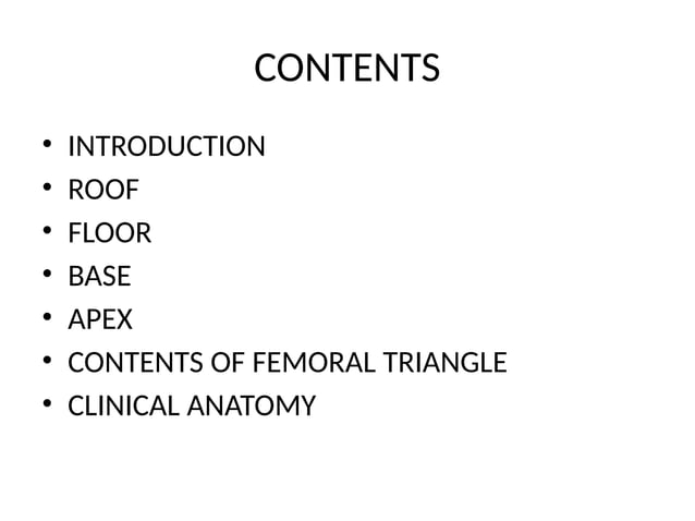 femoral triangle and its anatomy blood and nerve supply | PPT