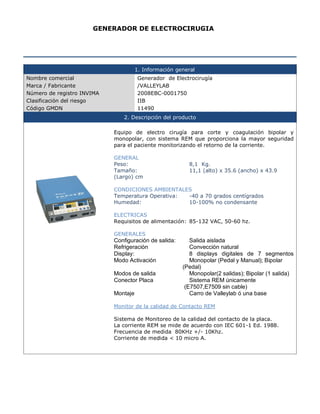 ELECTROBISTURI Valleylab | PDF