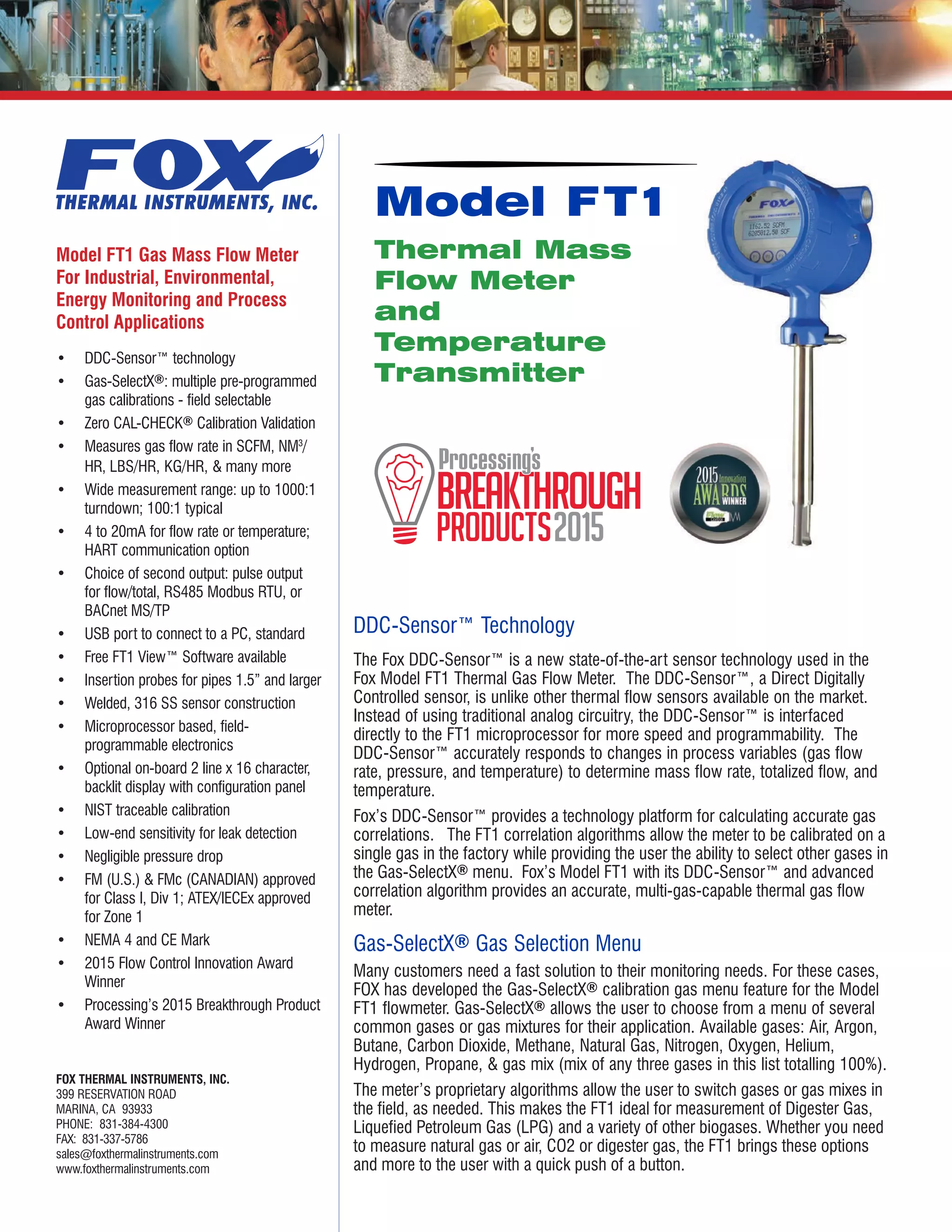Thermal Mass Flowmeter and Temperature Transmitter | PDF