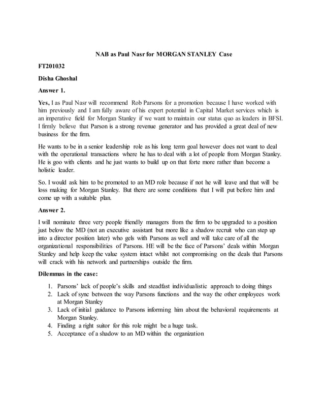 NAB as Paul Nasr for MORGAN STANLEY Case | PDF