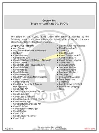 Gcp iso 27017_2017 | PDF