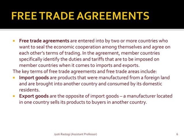 Regional And Free Trade Agreements | PPTX | Economy | Business and Finance