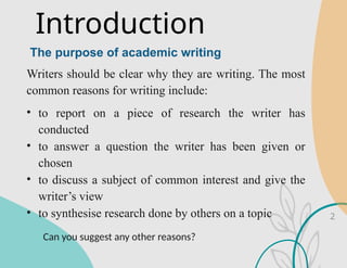 Introduction to academic writing, types of academic writing | PPTX