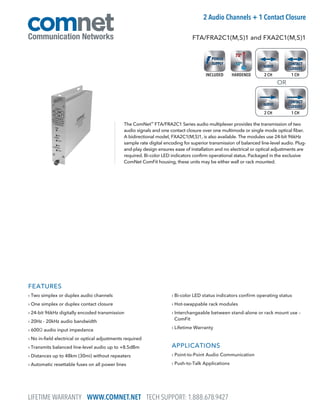 ComNet FTA2C1M1 Data Sheet | PDF