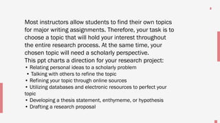 Topic selection of the research work paper | PPTX