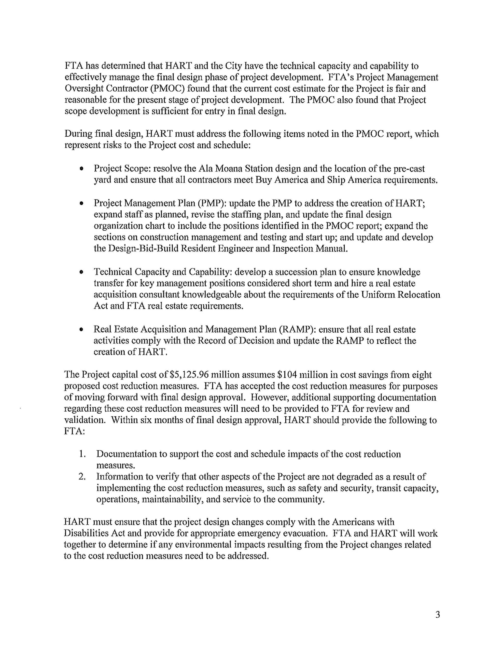 FTA Final Design Letter | PDF