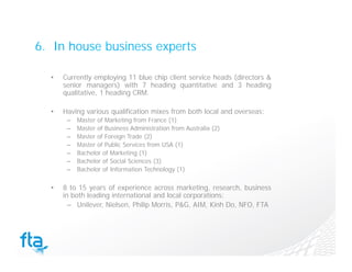 FTA Marketing Research Credentials | PDF