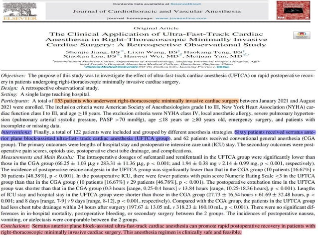 FAST-TRACK ANESTHESIA IN CARDIAC SURGERY | PPTX