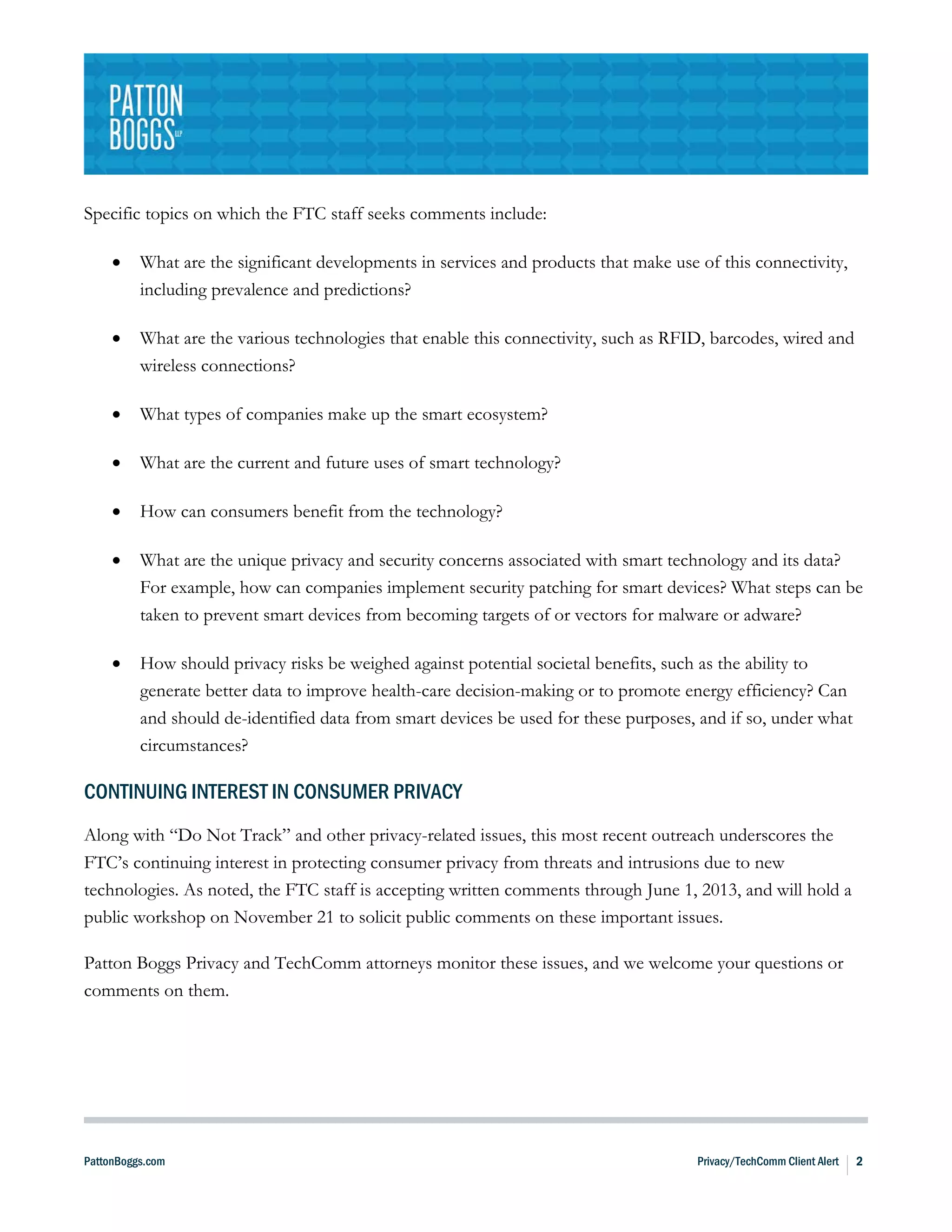 FTC Balances Privacy, Connectivity Needs | PDF