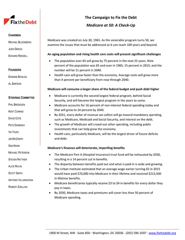 Medicare at 50: A Check-Up | PDF
