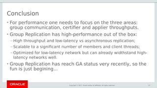 Fine-tuning Group Replication for Performance | PPT