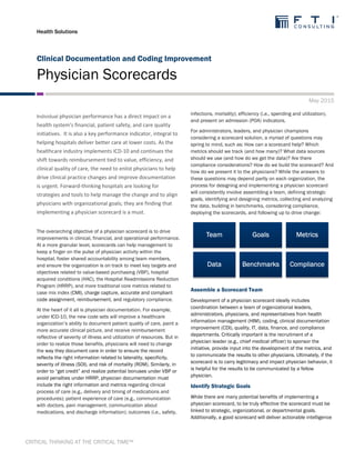 FTI Health Solutions White Paper - Physician Scorecards | PDF