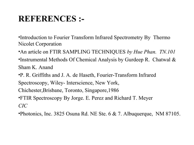 FTIR spectroscopy | PPT | Physics | Science