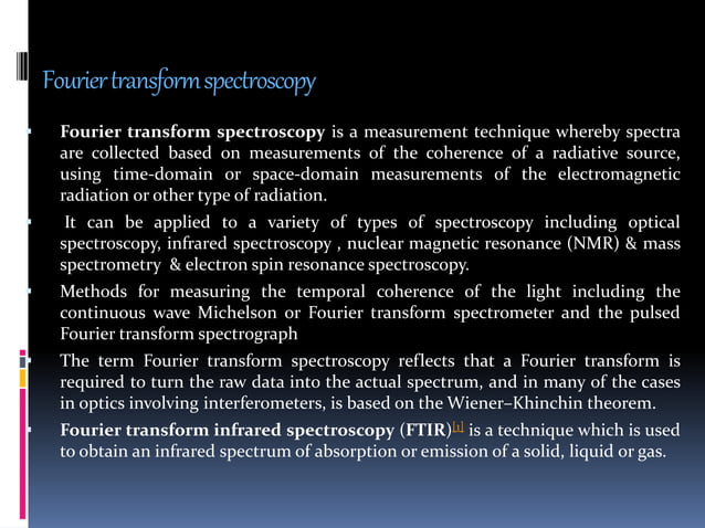 FOURIER TRANSFORM SPECTROSCOPY 1 | PPTX | Chemistry | Science