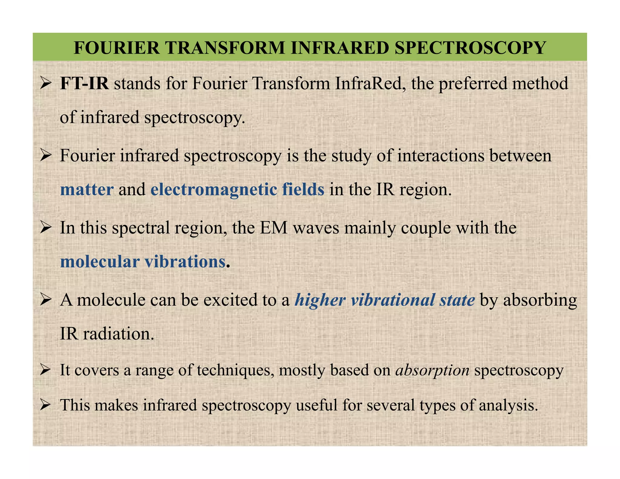 Fourier transform infrared spectroscopy | PDF | Chemistry | Science