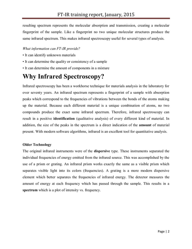 Ftir tarininng report pdf | PDF