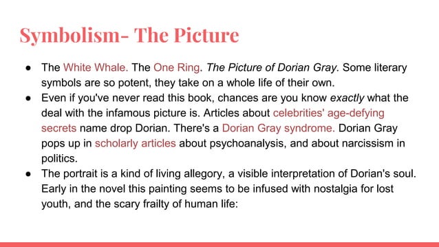 Symbols and motifs the picture of dorian gray | PPT