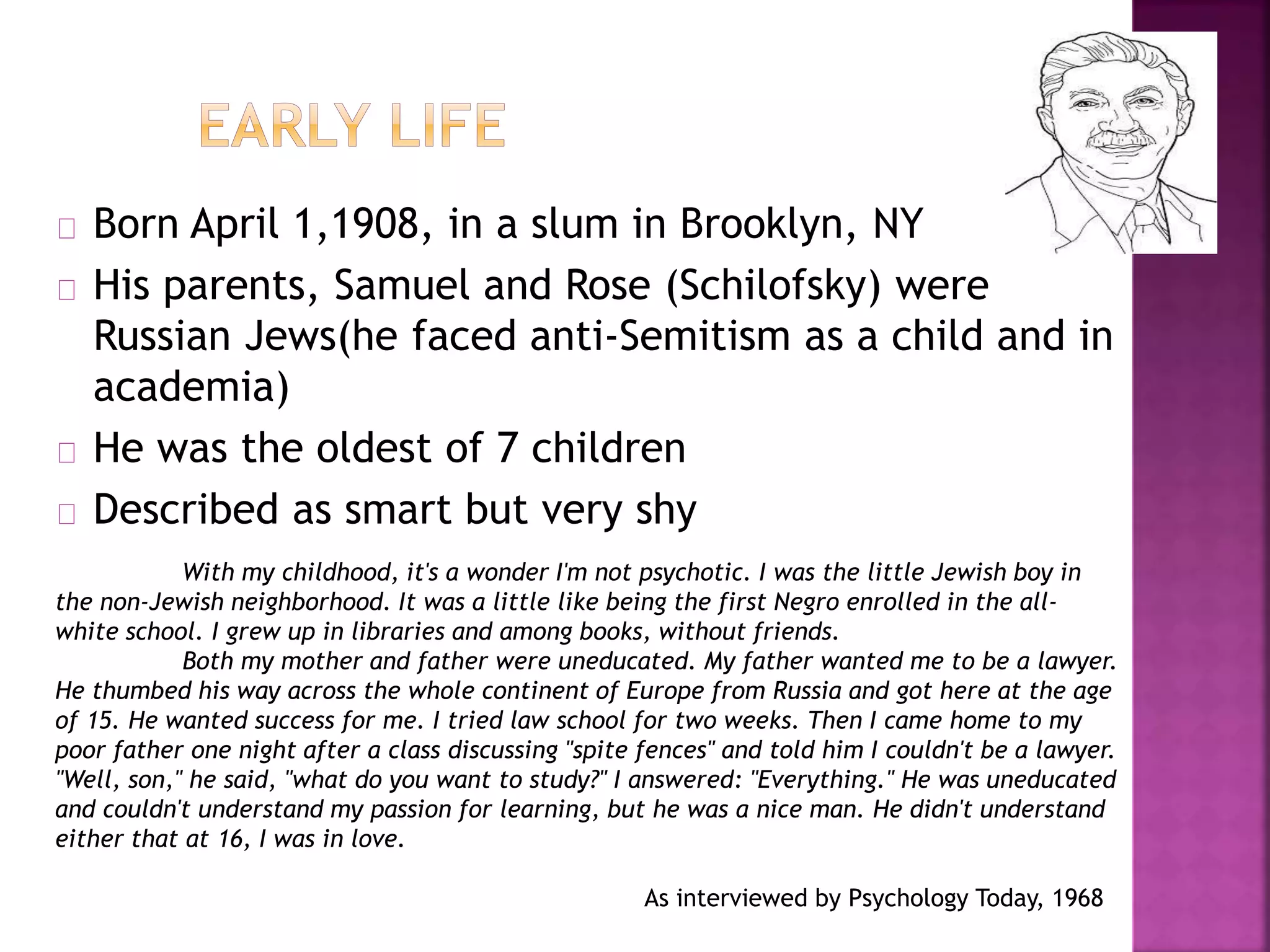 Abraham Maslow & the Humanistic Psychology | PPTX