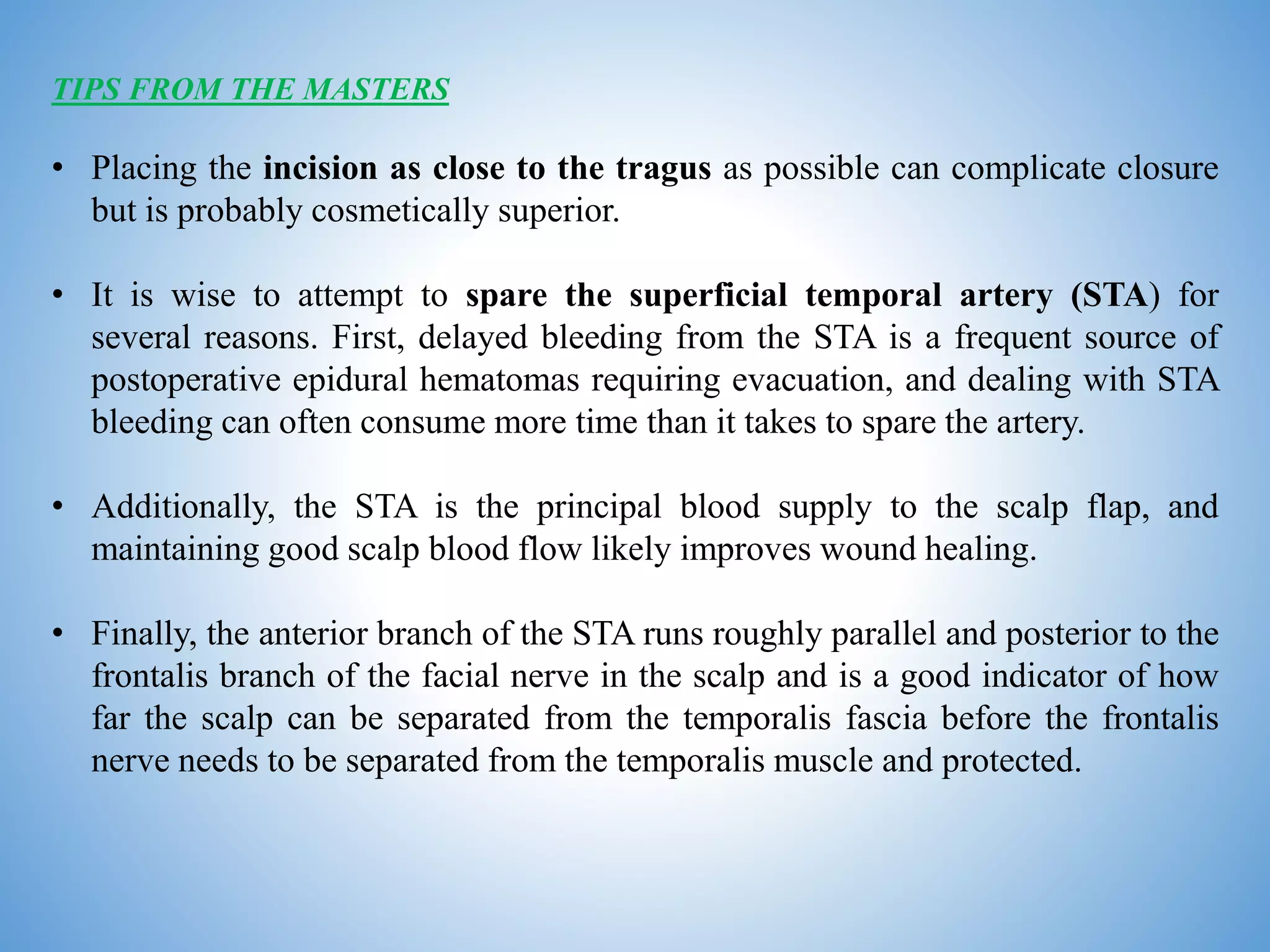 Frontotemporal FTOZ craniotomy | PPTX