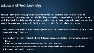 credit management and monetary policy of RBI | PPT