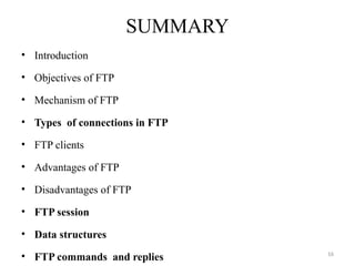 Introduction to File Transfer Protocol with commands in FTP | PPTX