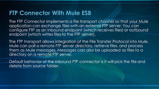 FTP Connector With Mule ESB | PPT
