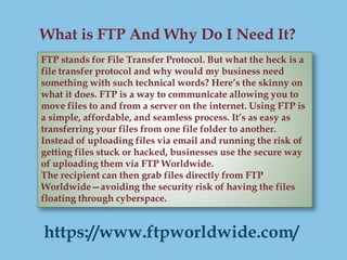 FTP File Transfer Protocol secure ftp services | PPTX | Email | Internet