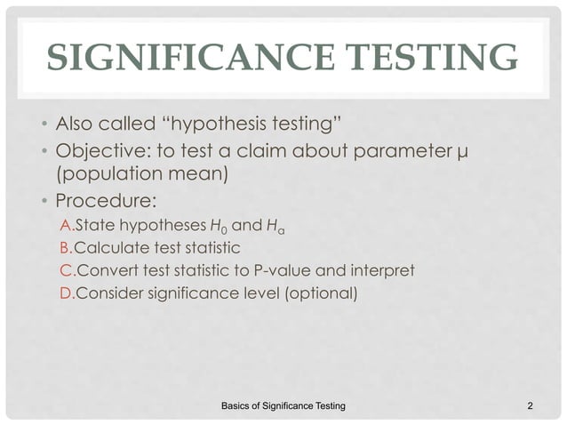 Tests of Significance: The Basics Concepts | PPT