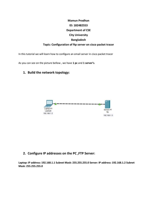 Ftp Server Configuration On Cisco Packet Tracer Pdf