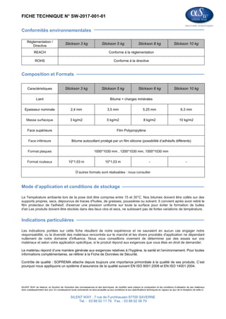 Fiche Technique Stickson membrane viscoelastique | PDF
