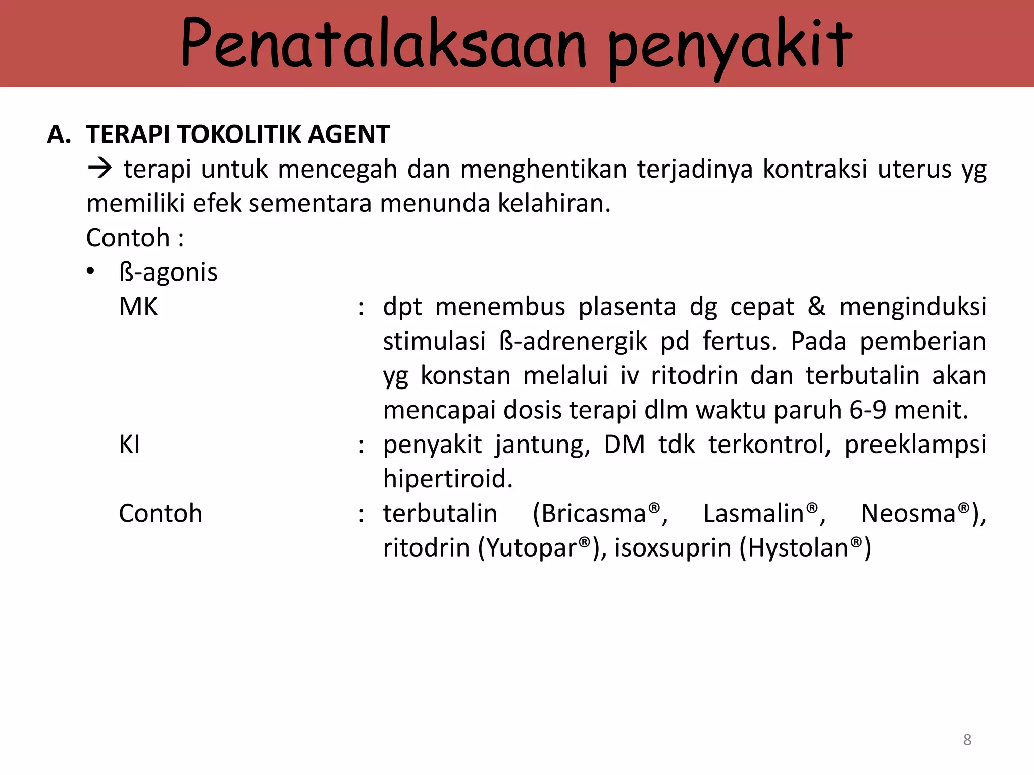 farmakoterapi hiperkontraksi uterus | PPTX