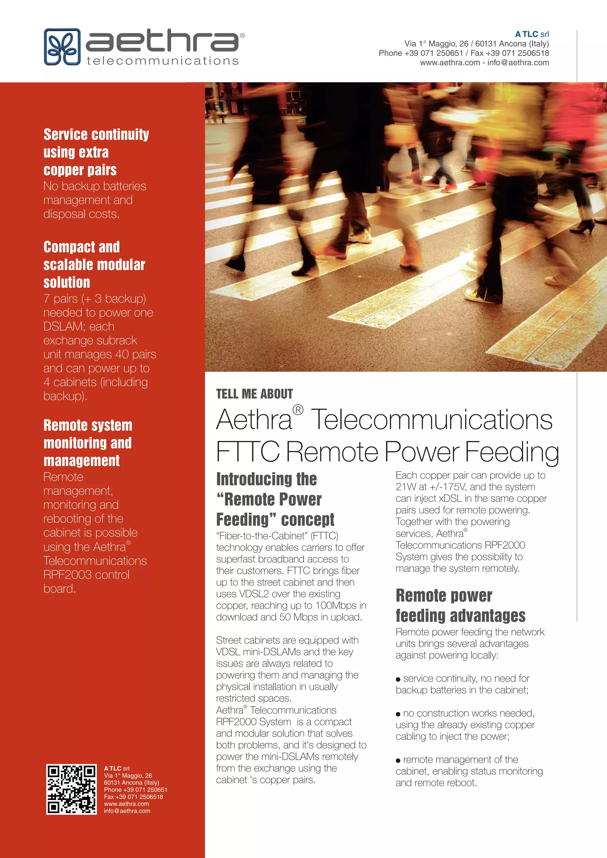 Aethra Telecommunications FTTC Remote Power Feeding | PDF