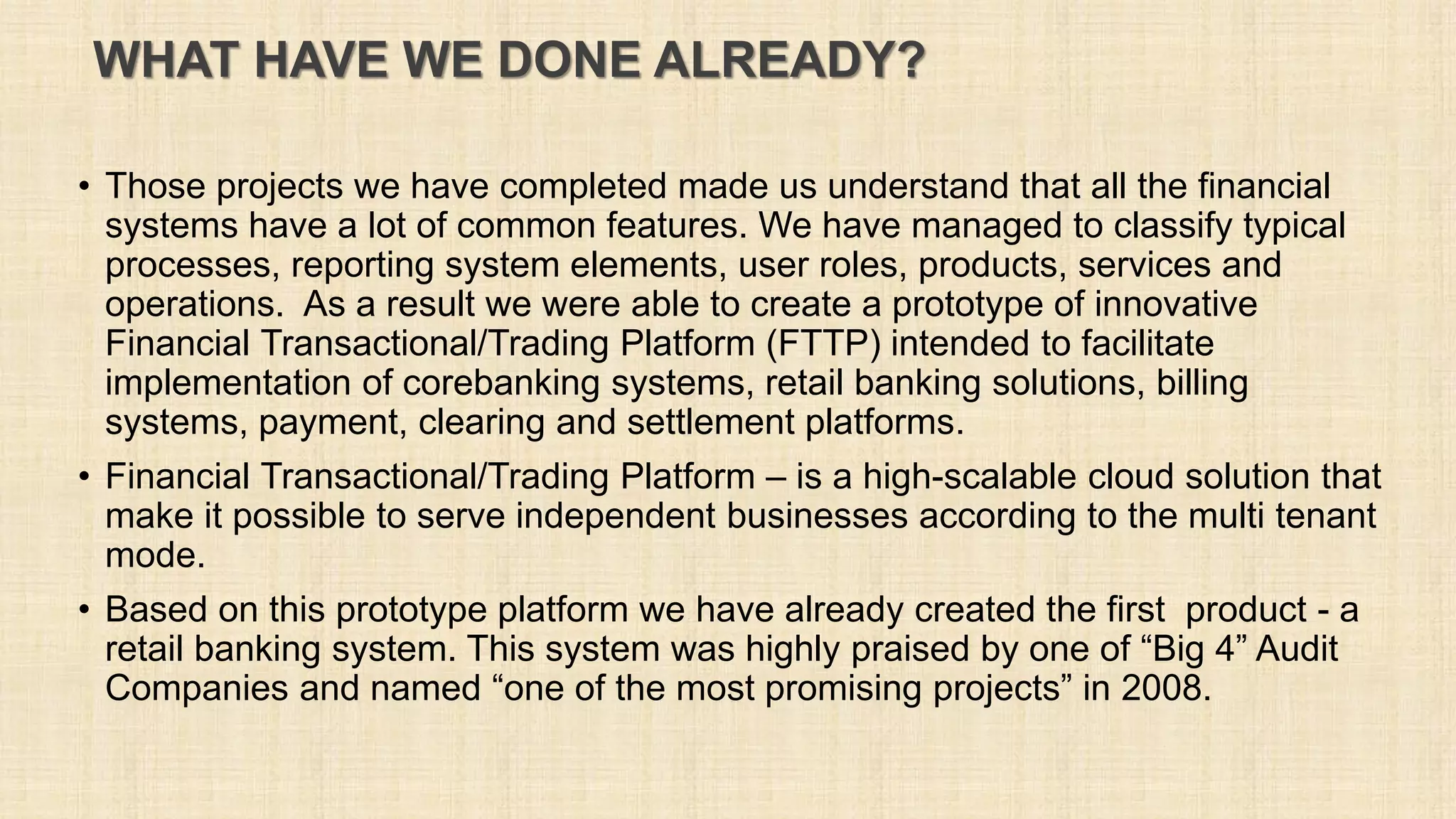 Financial Transactional-Trading platform | PPT