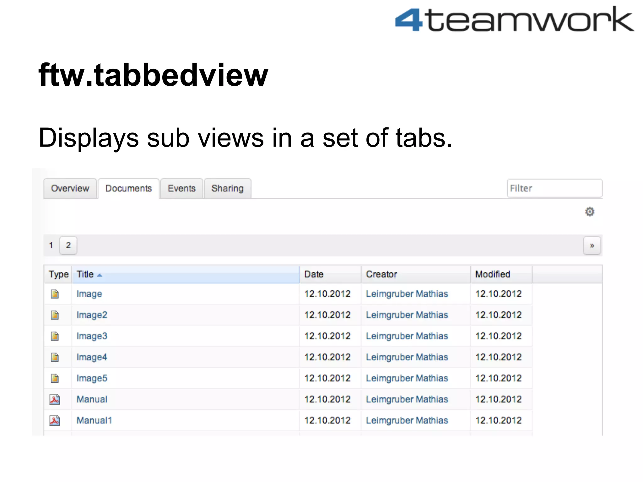 ftw.tabbedview - Tabbed Views | PPT