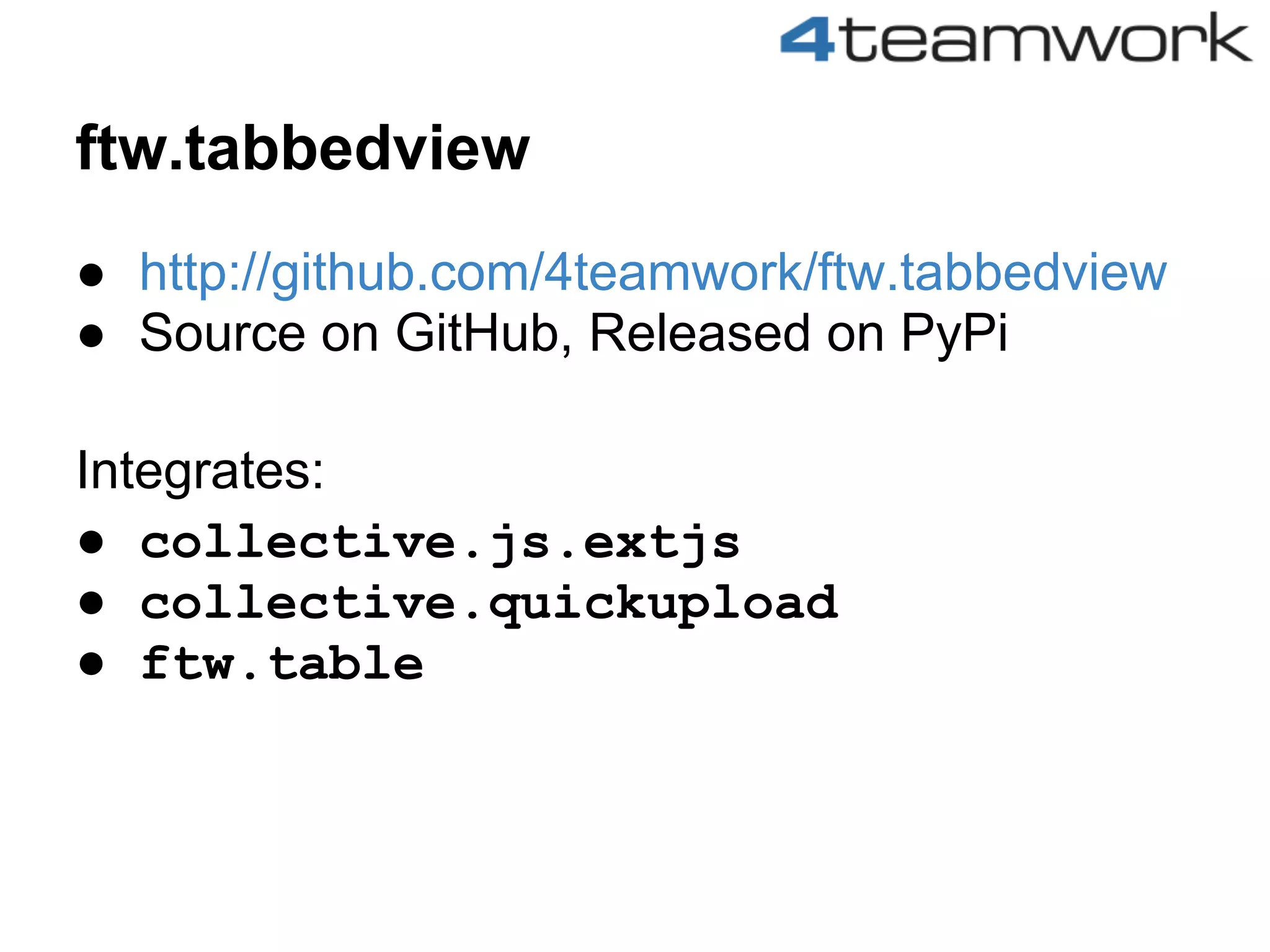 ftw.tabbedview - Tabbed Views | PPT