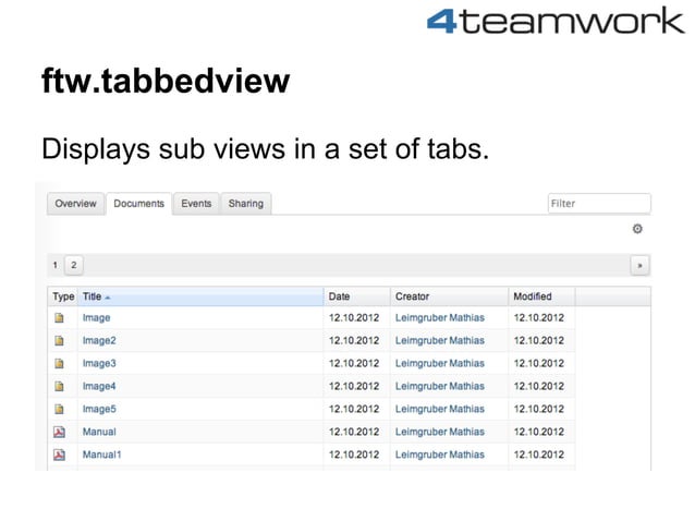 ftw.tabbedview - Tabbed Views | PPT