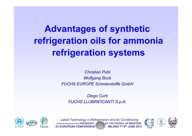 Diego Curti - Fuchs Lubrificanti - VANTAGGI DEI LUBRIFICANTI SINTETICI ...