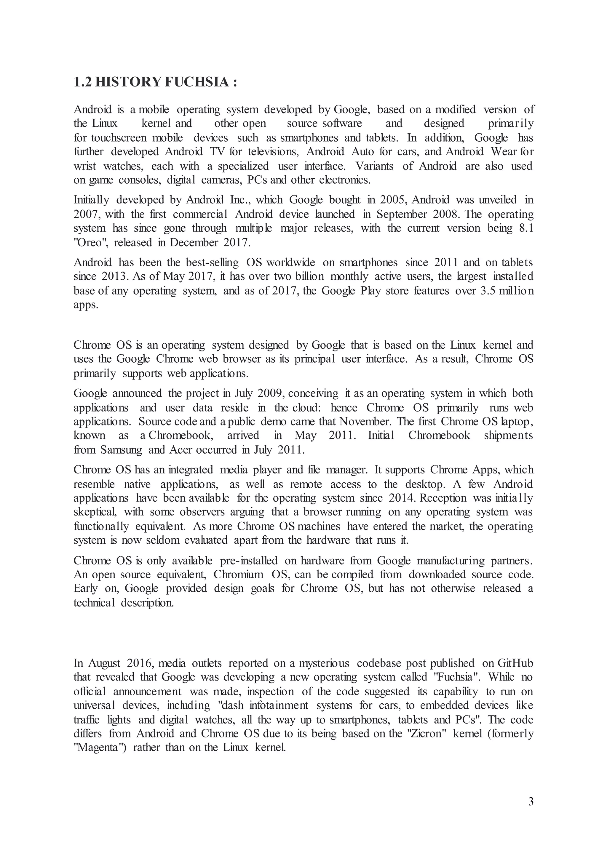 Fuchsia operating system by google document | DOCX