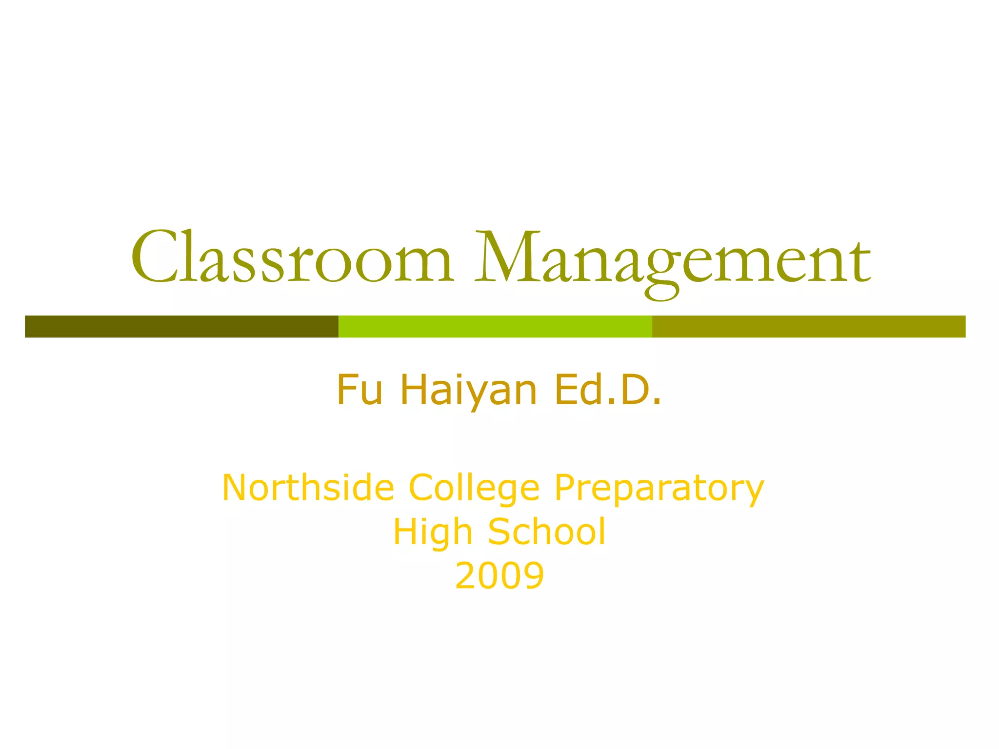 Fu Classroom Management | PPT
