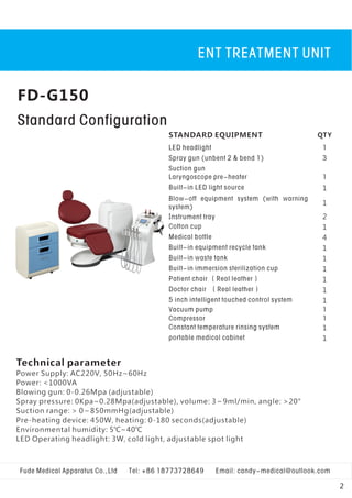 Fude ENT Treatment Unit Catalog | PDF