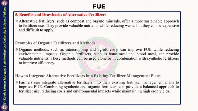 Fertilizer use effeciency.pptx | Agriculture | Industries