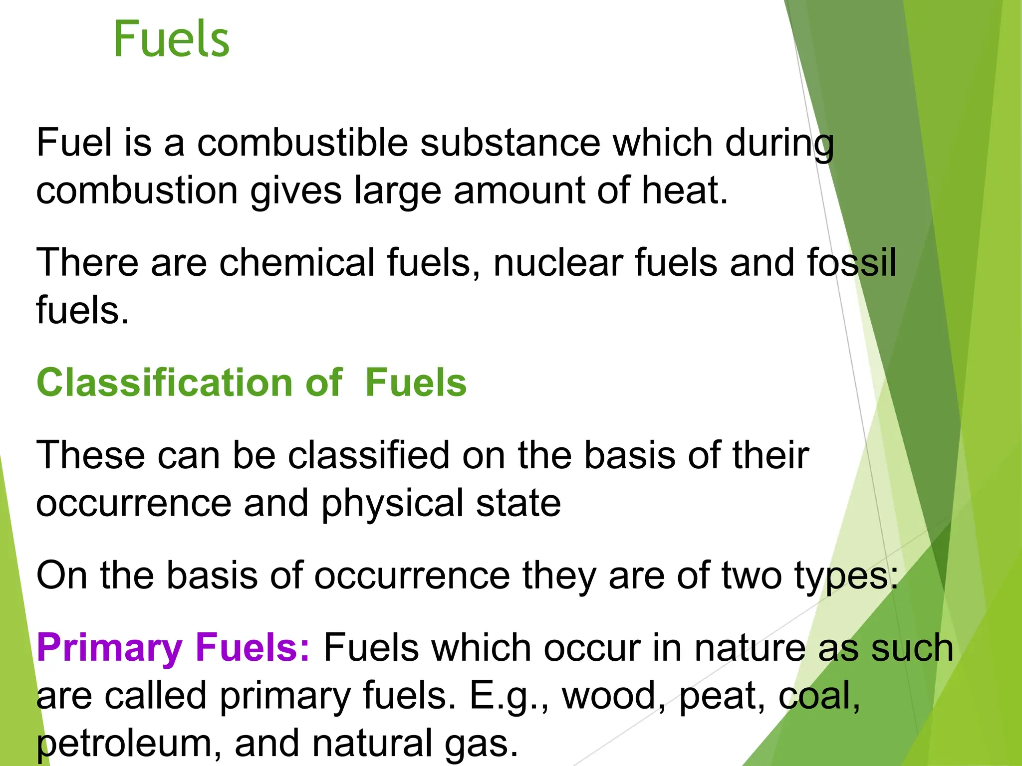 Fuel and Combustion (Types of Fuels and basics of Combustion) | PPT