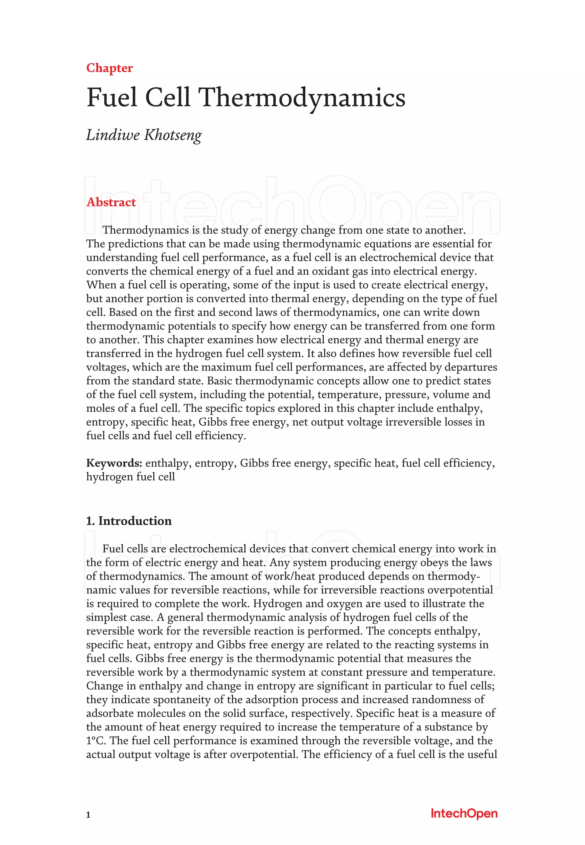 Fuel cell thermodynamics (2) | PDF