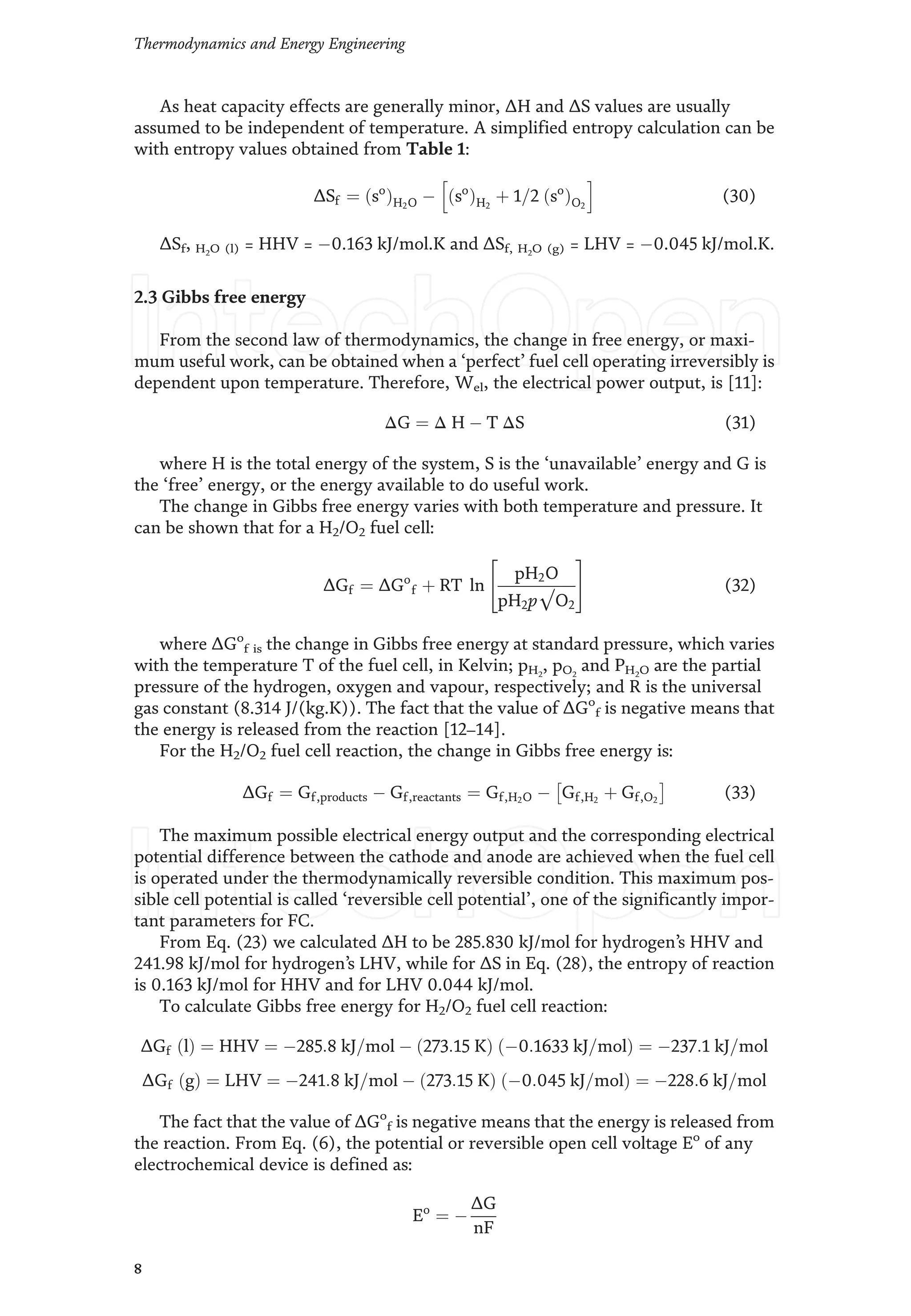Fuel cell thermodynamics (2) | PDF
