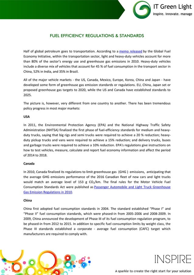 Fuel efficiency regulations & standards | PDF